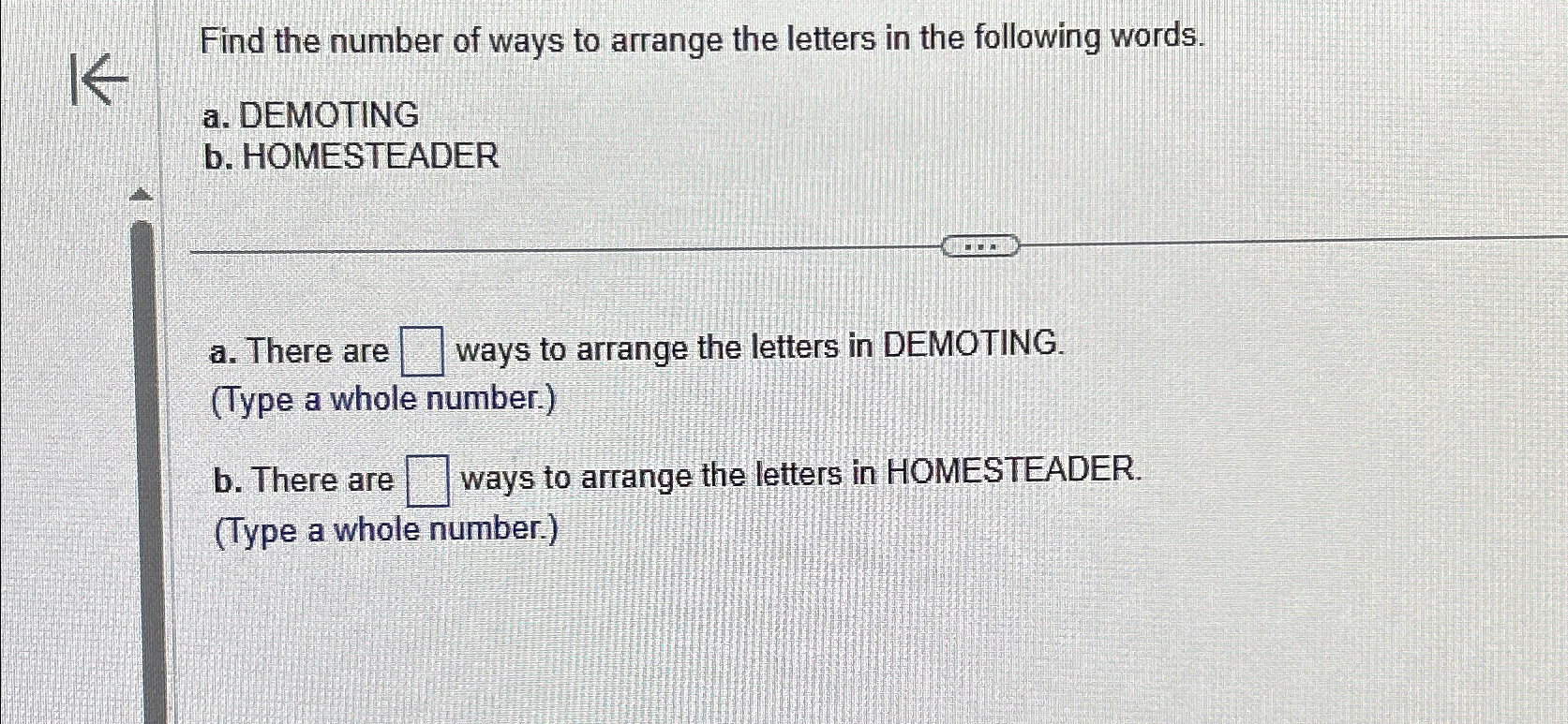 Solved Find the number of ways to arrange the letters in the | Chegg.com
