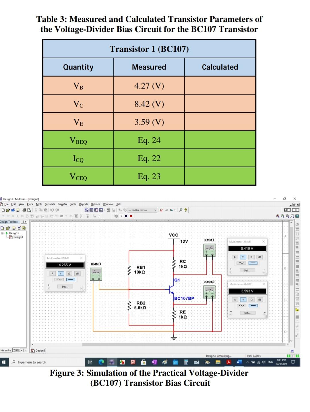Solved Results of Experiment 5 Transistor DC Biasing | Chegg.com