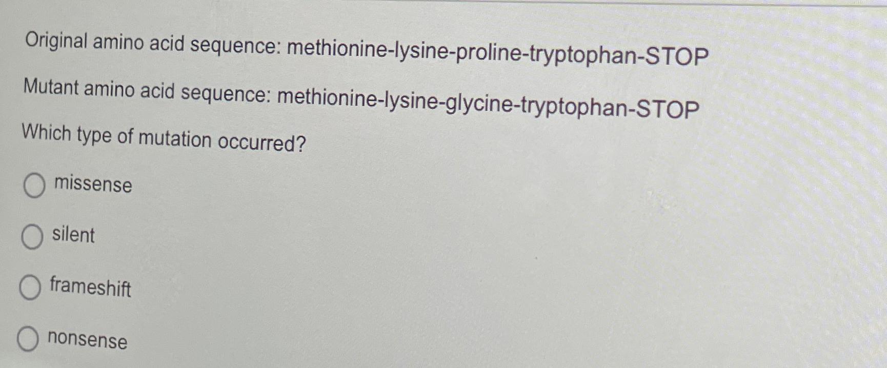 Solved Original amino acid sequence: | Chegg.com