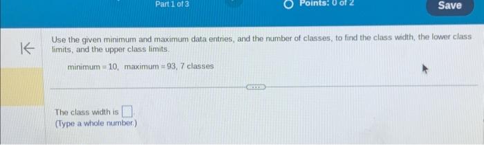 Solved Use the given minimum and maximum data entries, and | Chegg.com