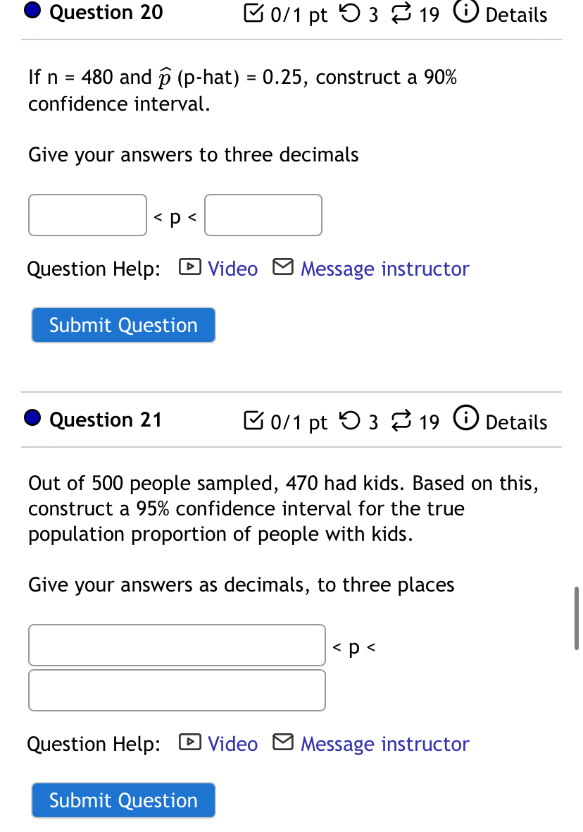 Solved Question 2001 ﻿pt3⇄19DetailsIf n=480 ﻿and | Chegg.com