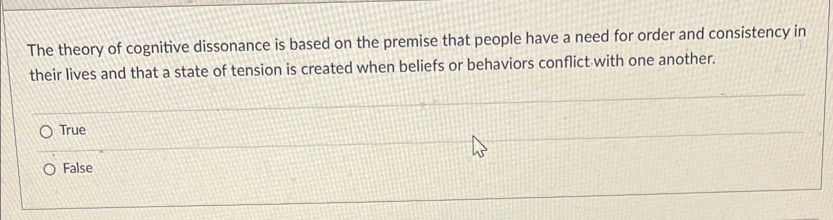 Solved The theory of cognitive dissonance is based on the | Chegg.com