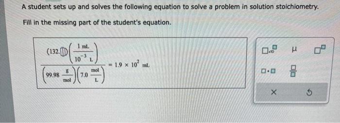 Solved A student sets up and solves the following equation | Chegg.com