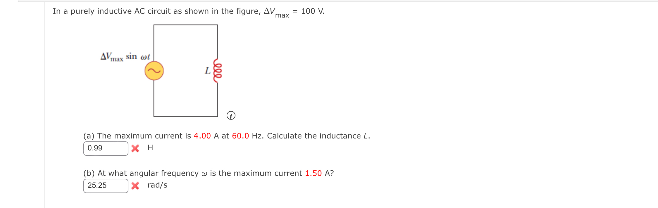 Solved In a purely inductive AC circuit as shown in the | Chegg.com