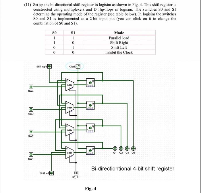 (11) Set up the bi-directional shift register in | Chegg.com