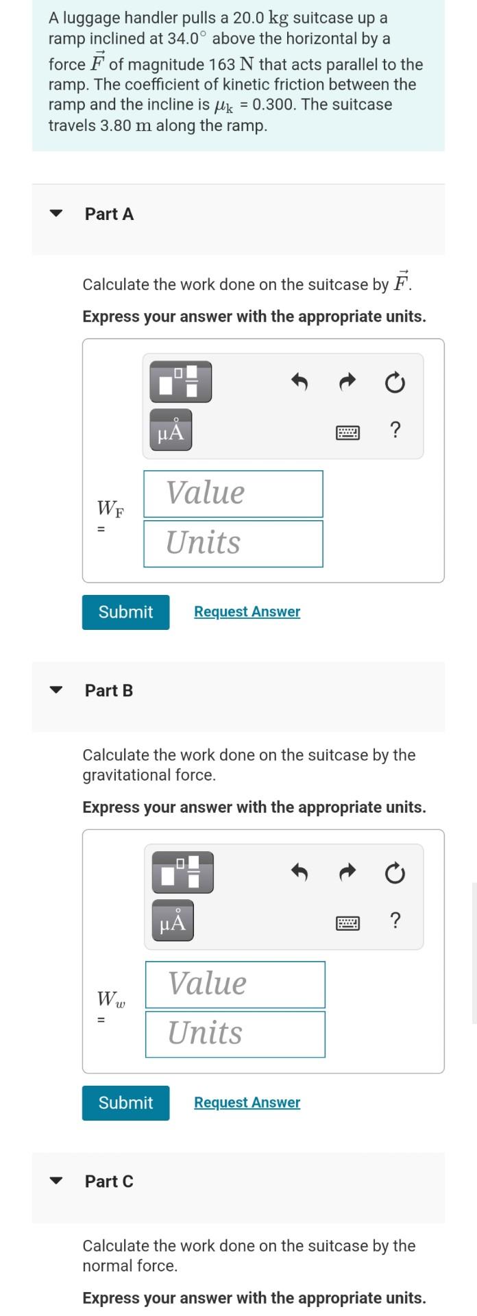 Solved Part D Calculate the work done on the suitcase by | Chegg.com Solved Part D Calculate the work done on the suitcase by | Chegg.com