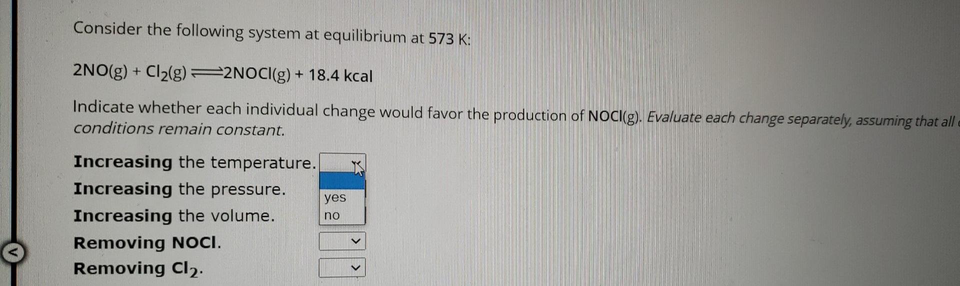 Solved Consider the following system at equilibrium at 573 | Chegg.com
