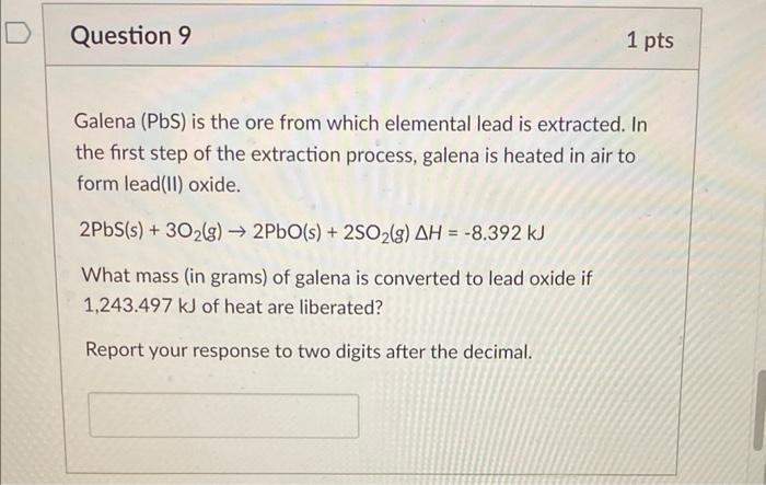 Solved Galena (PbS) is the ore from which elemental lead is | Chegg.com