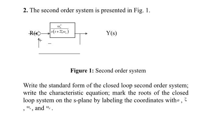 Solved 2. The second order system is presented in Fig. 1. RO | Chegg.com