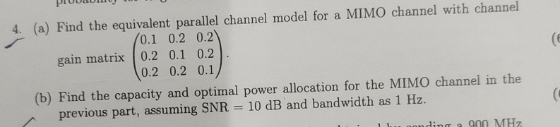 Solved (a) ﻿Find the equivalent parallel channel model for a | Chegg.com