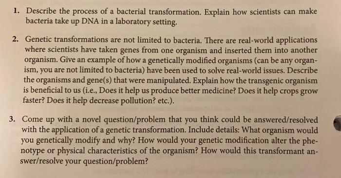 Solved 1. Describe the process of a bacterial | Chegg.com
