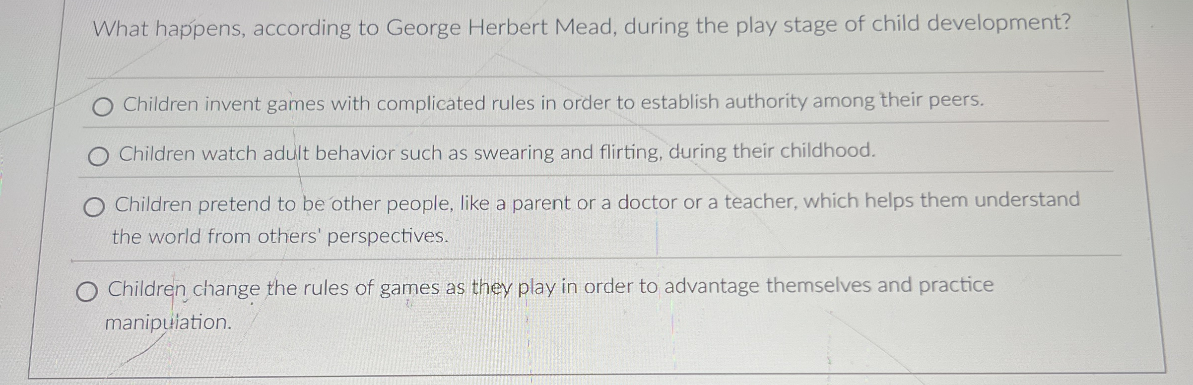 Solved What haṕpens, ﻿according to George Herbert Mead, | Chegg.com