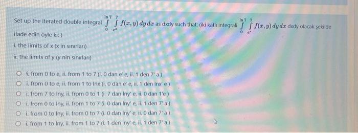 Solved Set up the iterated double integral | Chegg.com
