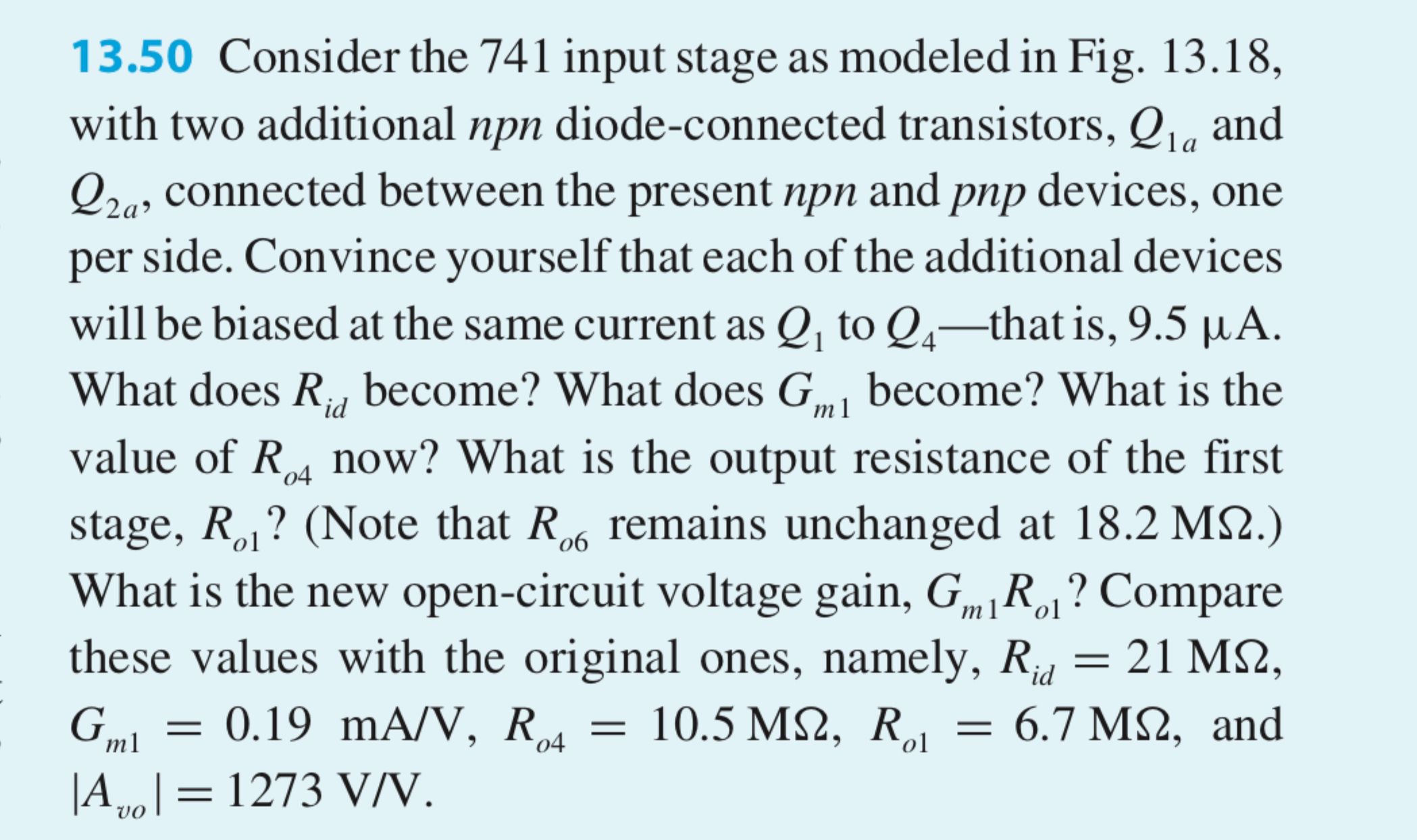 Solved 13.50 ﻿Consider the 741 ﻿input stage as modeled in | Chegg.com