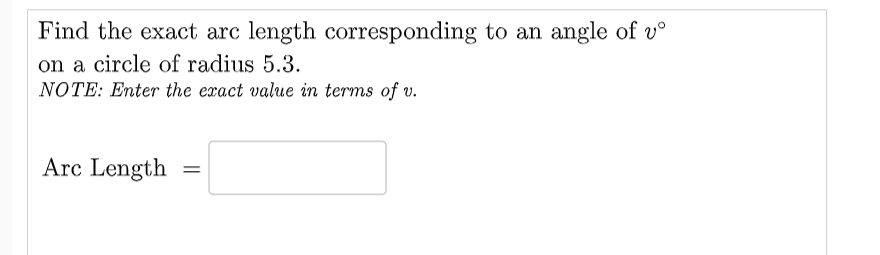 Find the exact arc length corresponding to an angle | Chegg.com