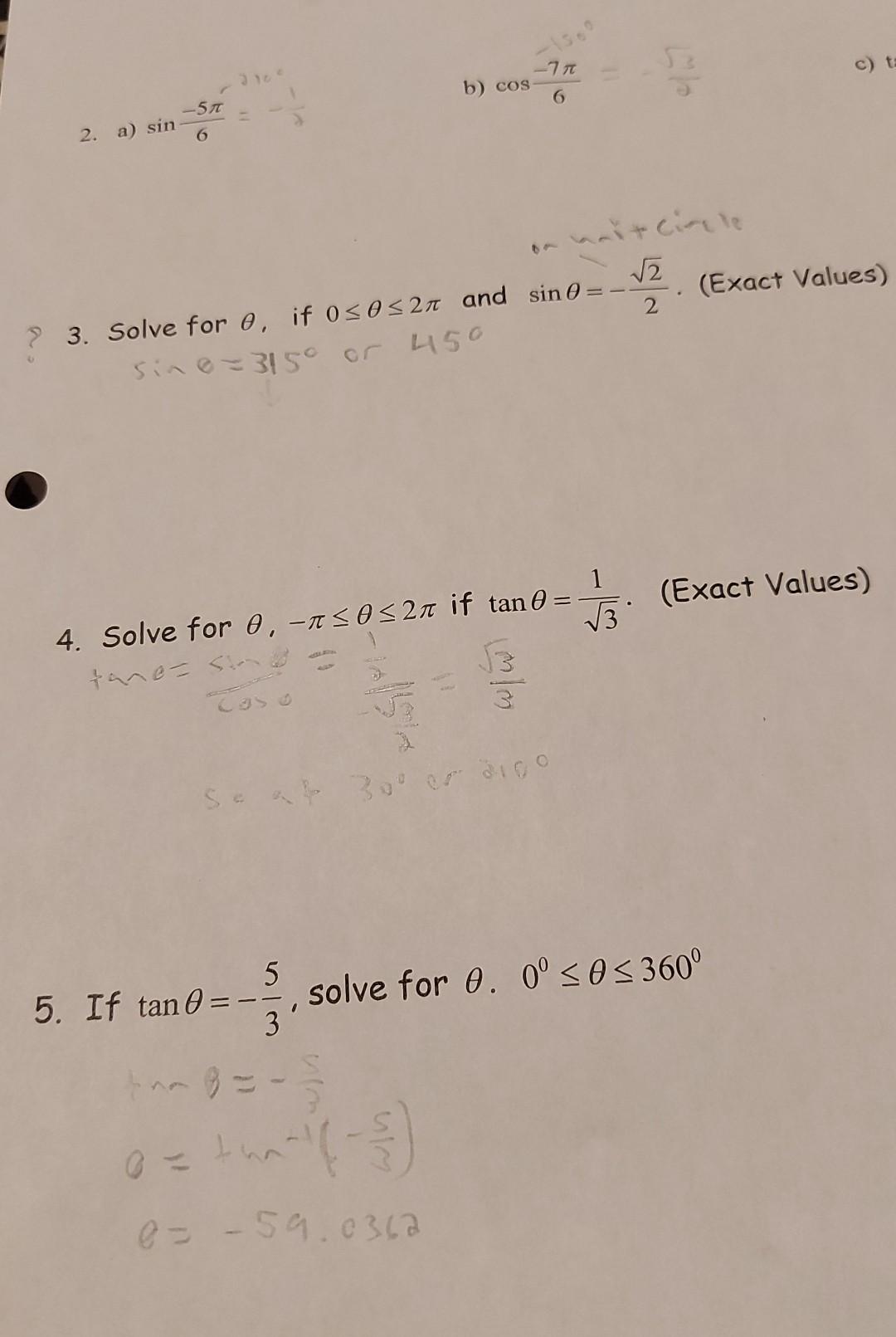 Solved 3. Solve for θ, if 0≤θ≤2π and sinθ=−22. (Exact | Chegg.com