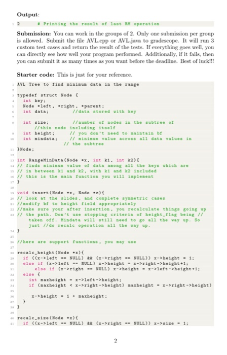 Problem Statement Range Minimum Queries On Avl Trees
