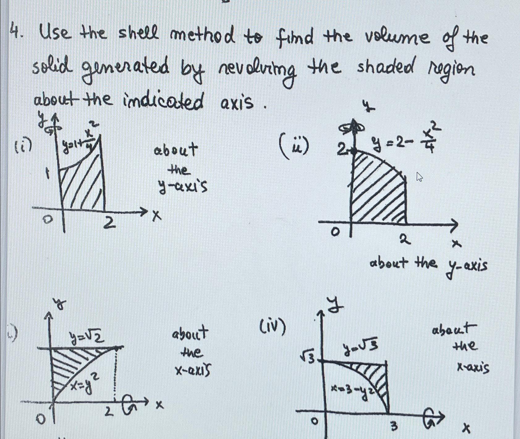 Solved Use the shell method to find the volume of the solid | Chegg.com