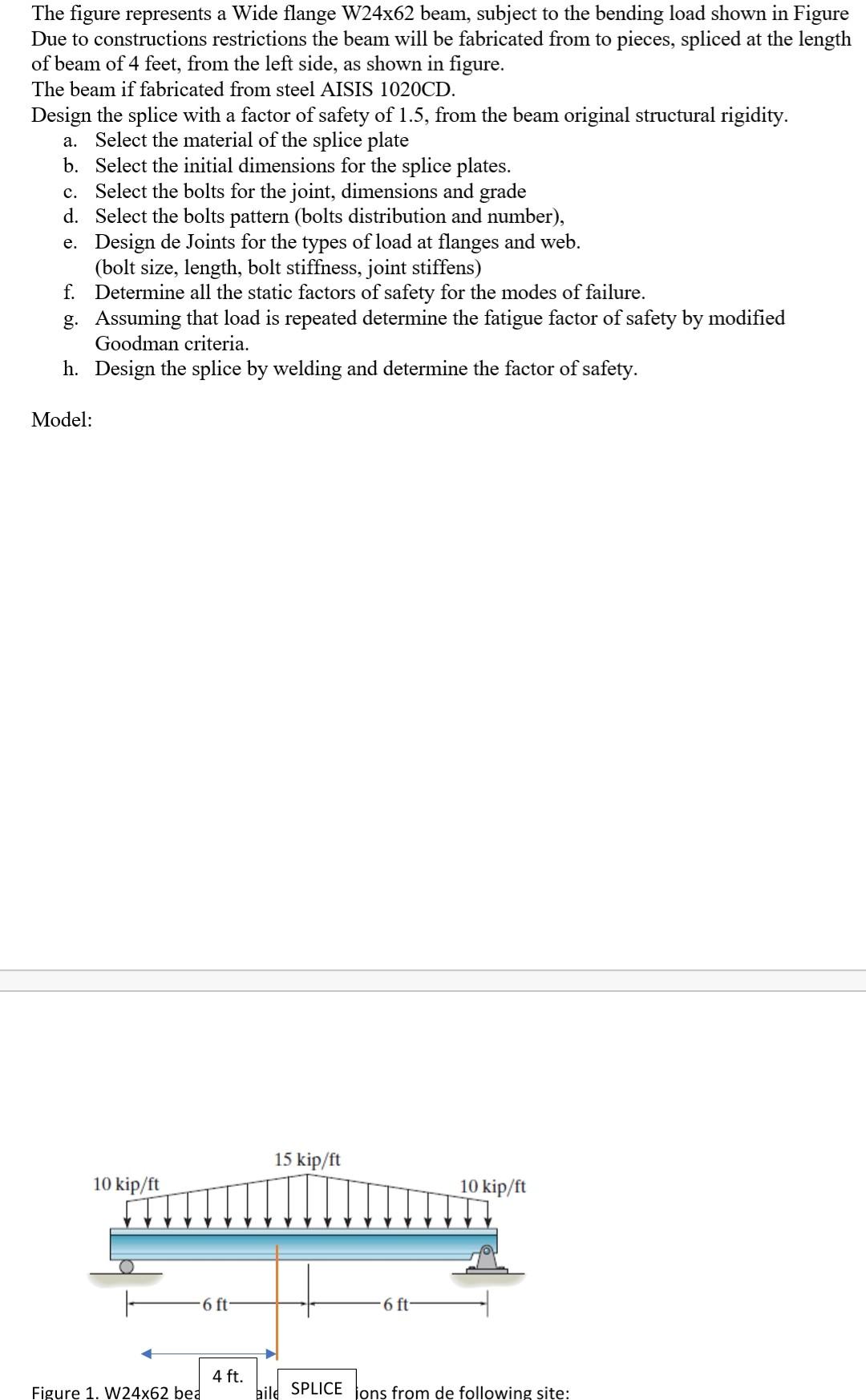 Solved The figure represents a Wide flange W24x62 beam, | Chegg.com