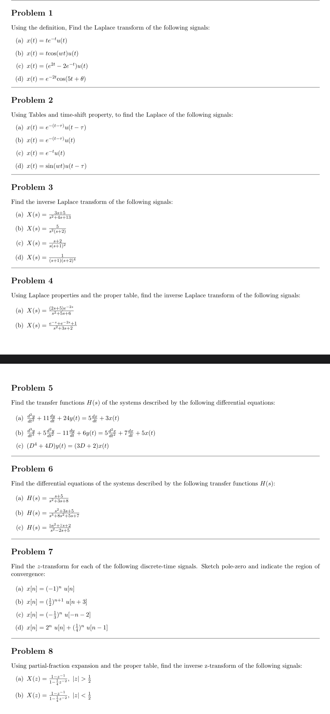 Solved Problem 1Using the definition, Find the Laplace | Chegg.com