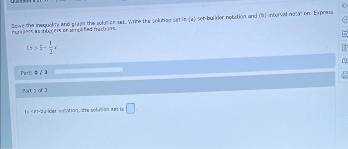 Solved Solve the inequality and graph the solution set. | Chegg.com