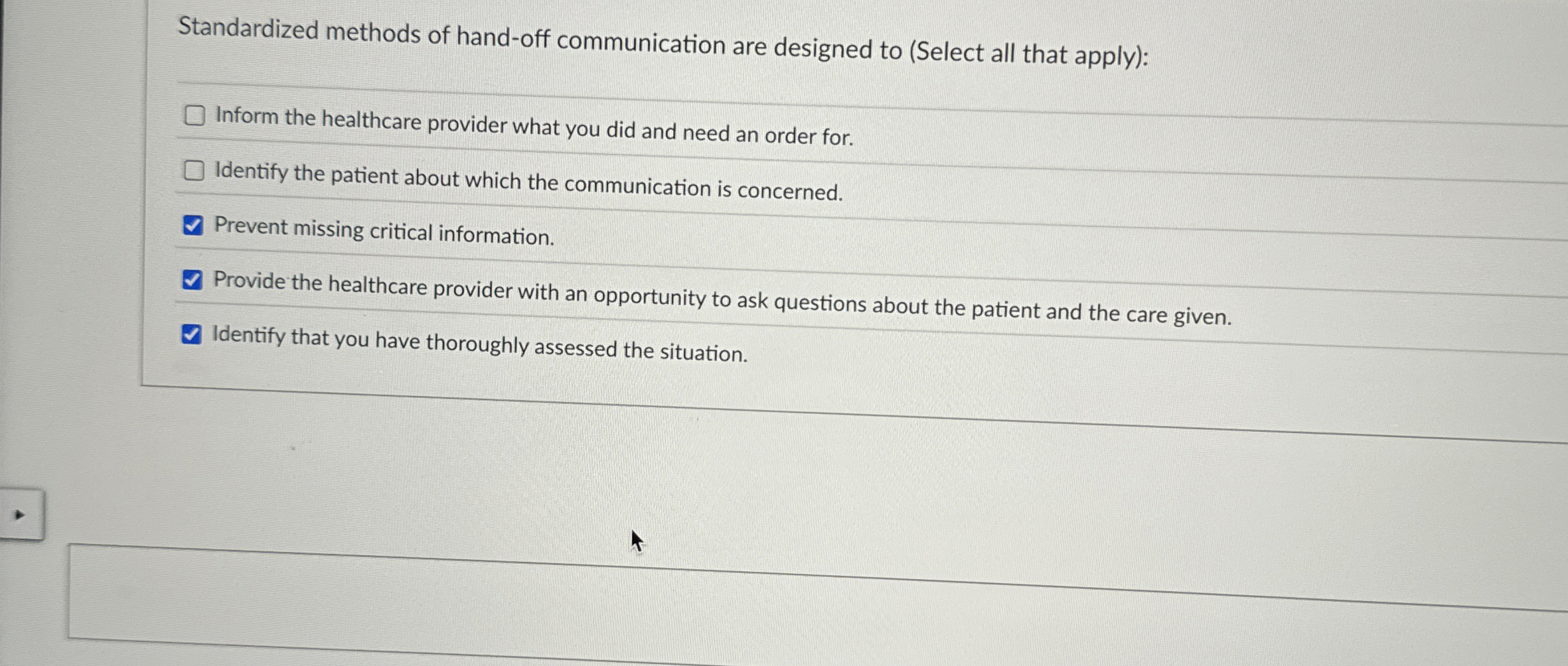 Standardized methods of hand-off communication are | Chegg.com