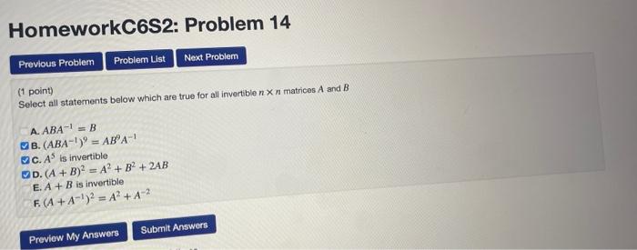 Solved (1 point) Select all statements below which are true | Chegg.com