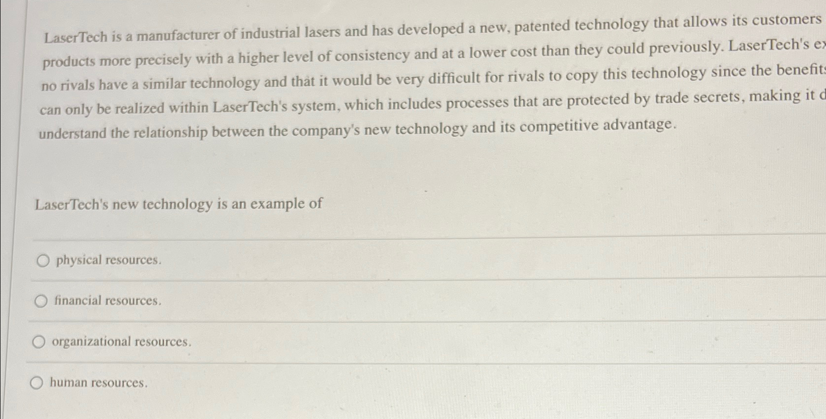 Solved LaserTech is a manufacturer of industrial lasers and | Chegg.com