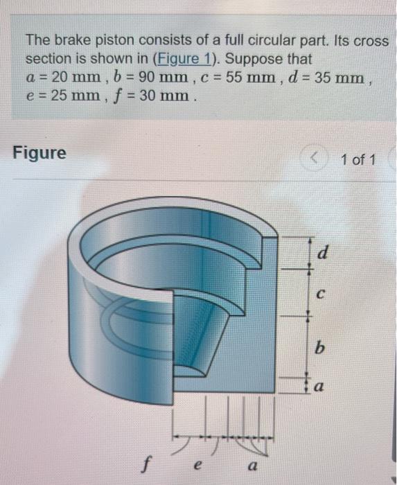 Solved The brake piston consists of a full circular part. | Chegg.com