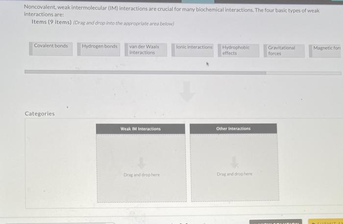 Solved Noncovalent, weak intermolecular (IM) interactions | Chegg.com