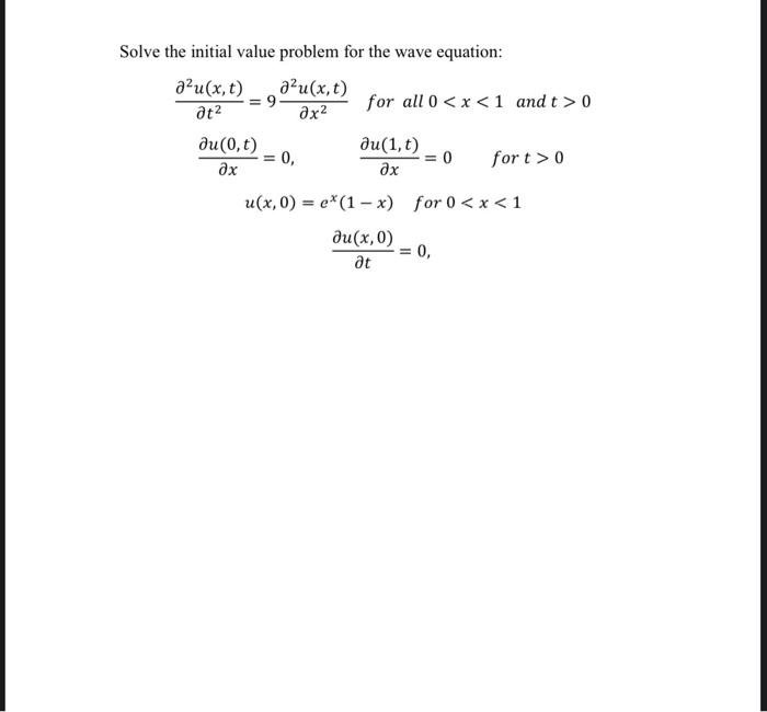 Solved Solve the initial value problem for the wave | Chegg.com