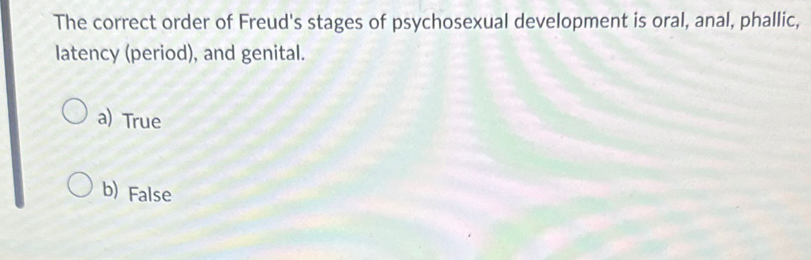 Solved The correct order of Freud's stages of psychosexual | Chegg.com