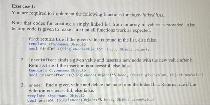 Solved Exercise 1: You are required to implement the | Chegg.com