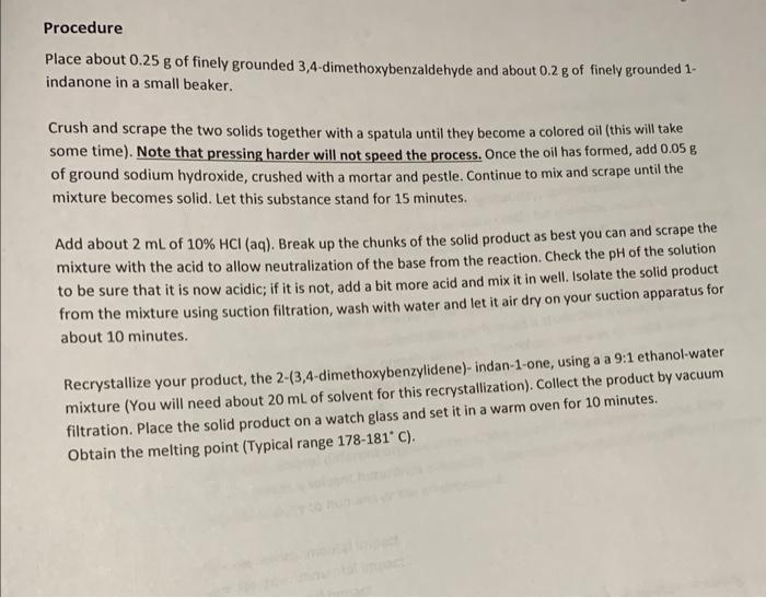Solved The aldehyde and ketone that you will use are solid | Chegg.com