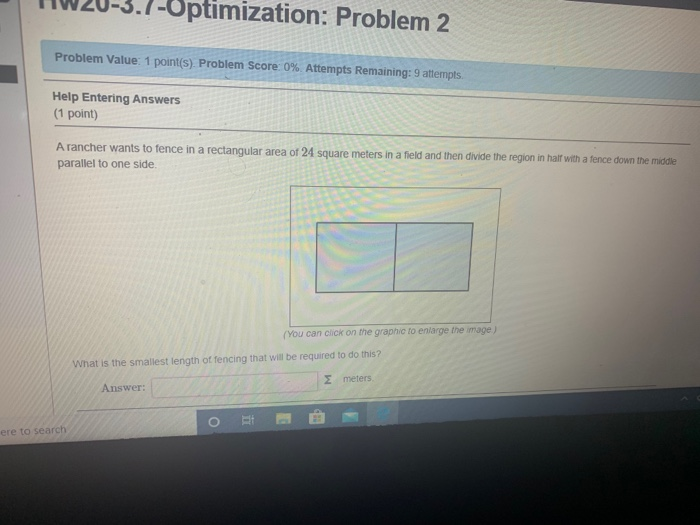 Solved HW20-3.7-Optimization: Problem 2 Problem Value: 1 | Chegg.com