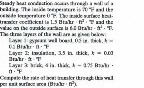 Solved Steady heat conduction occurs through a wall of a | Chegg.com
