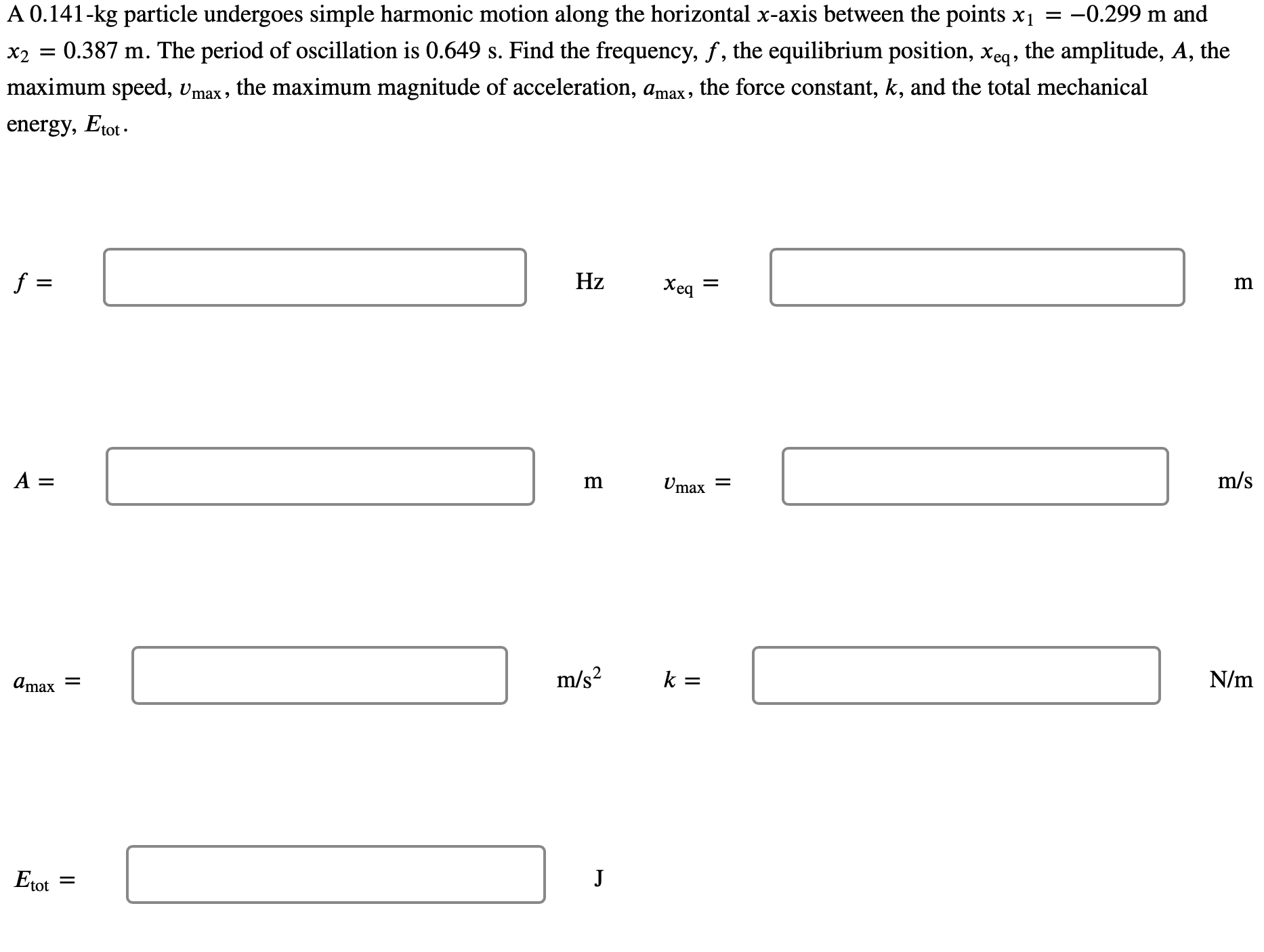 Solved A 0.141-kg ﻿particle undergoes simple harmonic motion | Chegg.com