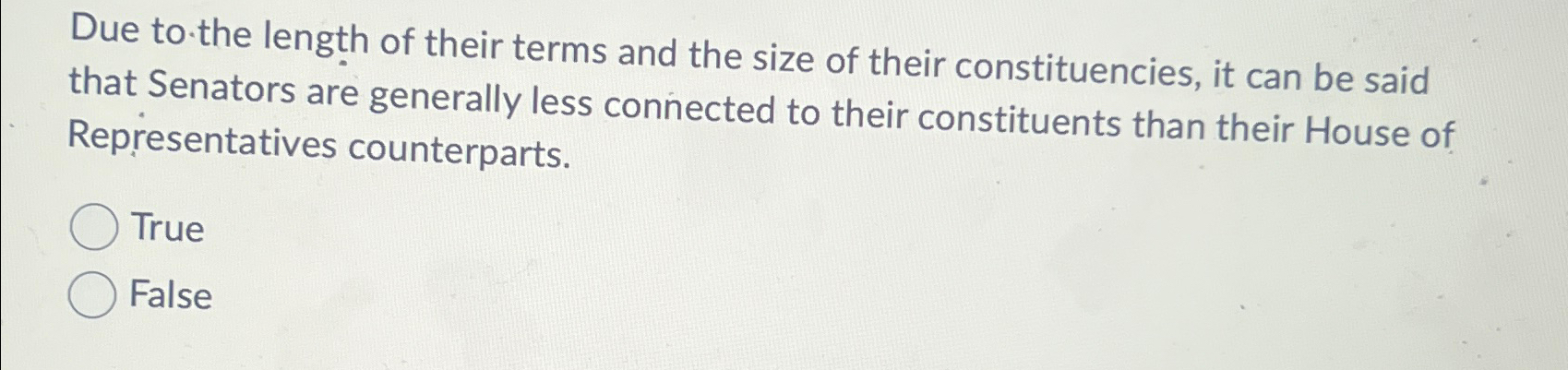 Solved Due to the length of their terms and the size of | Chegg.com