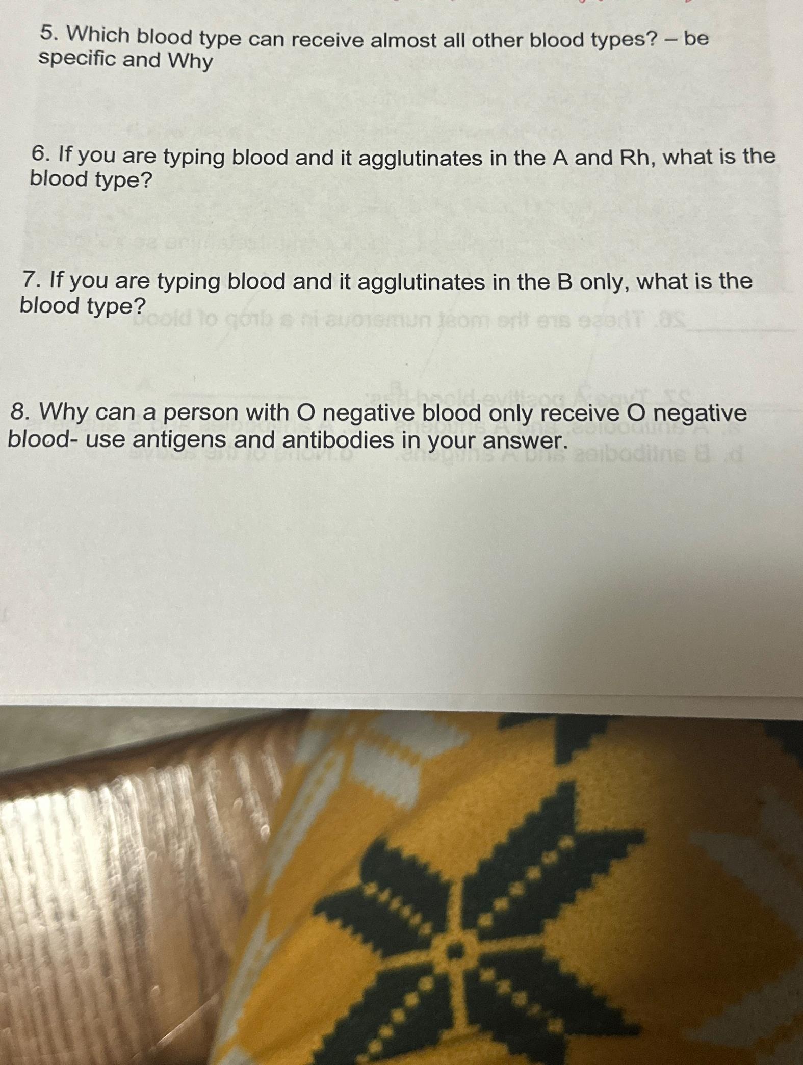 Solved Which blood type can receive almost all other blood | Chegg.com
