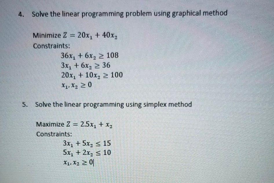 Solved 4. Solve the linear programming problem using | Chegg.com