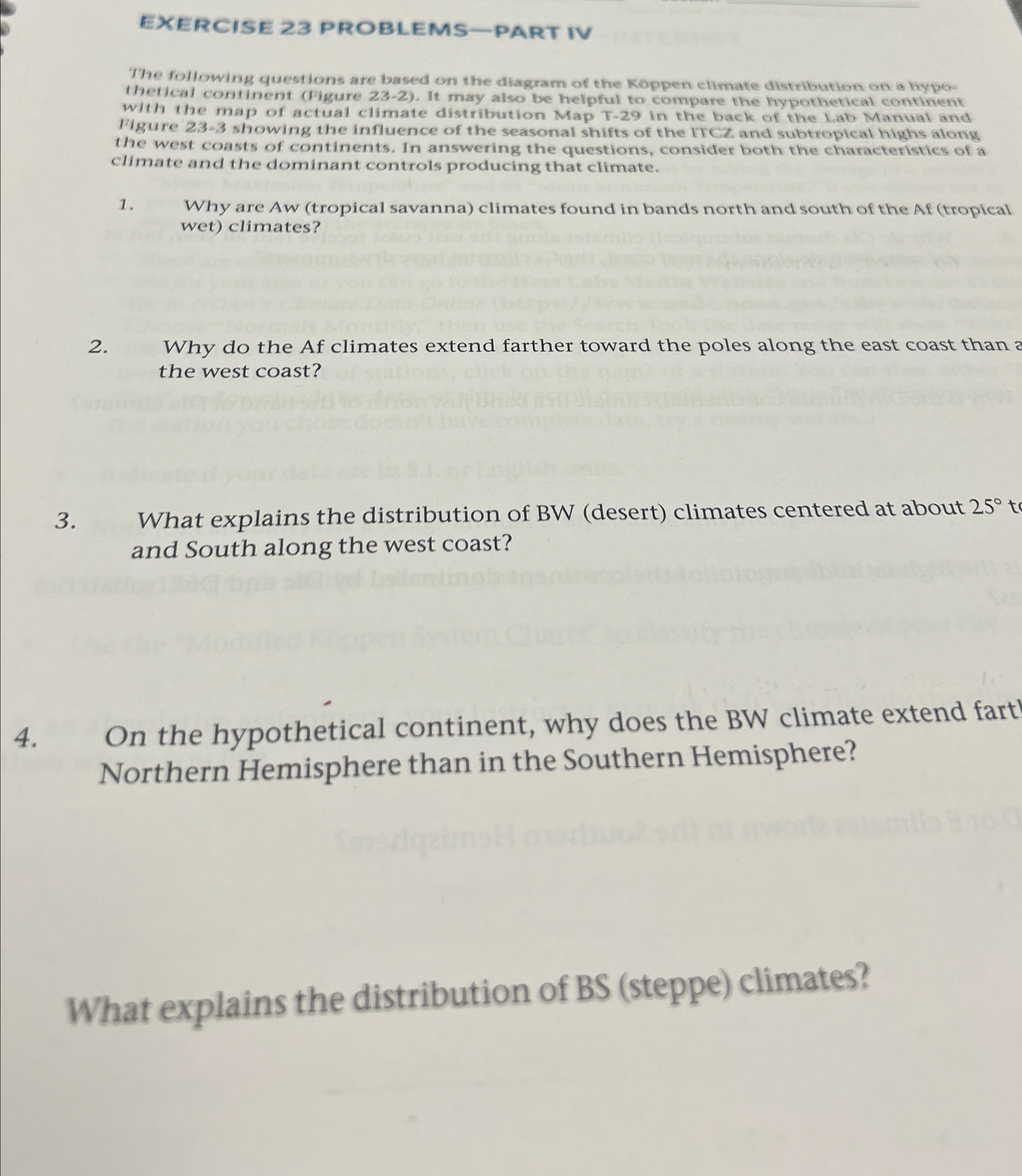 Solved EXERCISE 23 ﻿PROBLEMS-PART IVThe following questions | Chegg.com