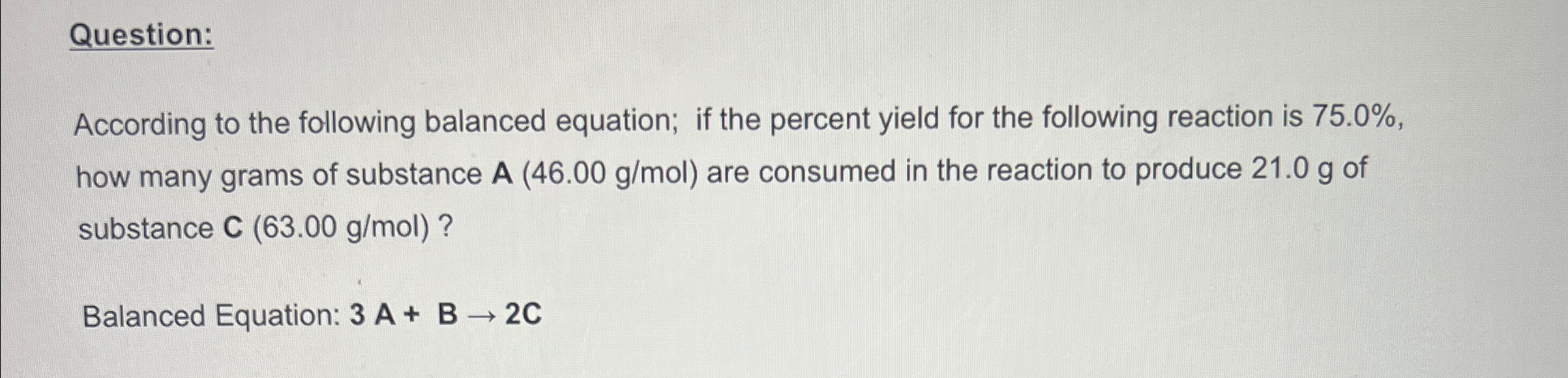 Solved Question:According to the following balanced | Chegg.com