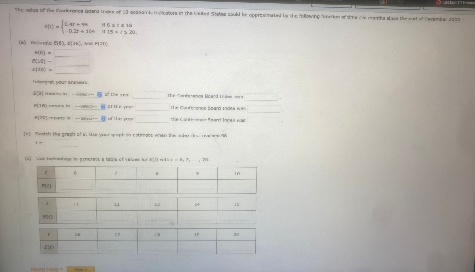 Solved El valor del Índice Conference Board de 10 | Chegg.com