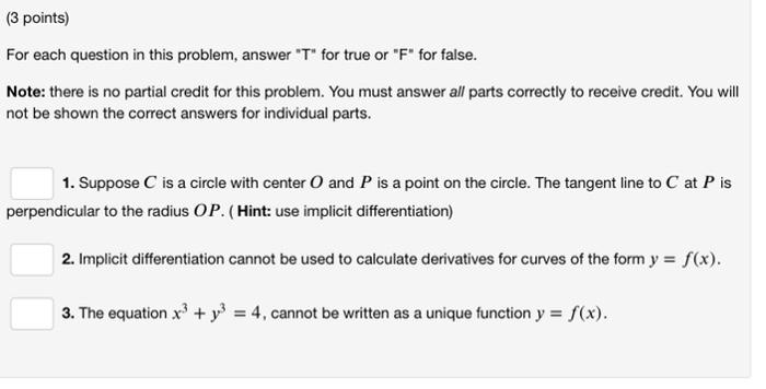 Solved ( 3 points) For each question in this problem, answer | Chegg.com