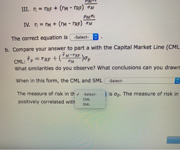 Solved SML and CML Comparison The beta coefficient of an | Chegg.com