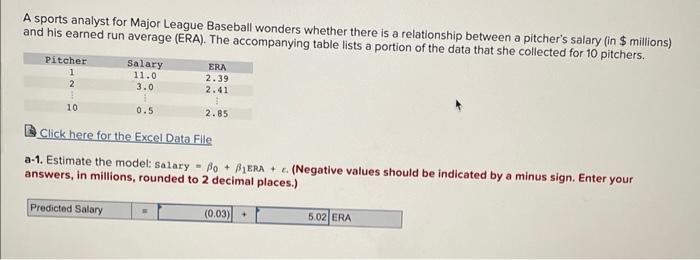 Solved A sports analyst for Major League Baseball wonders | Chegg.com
