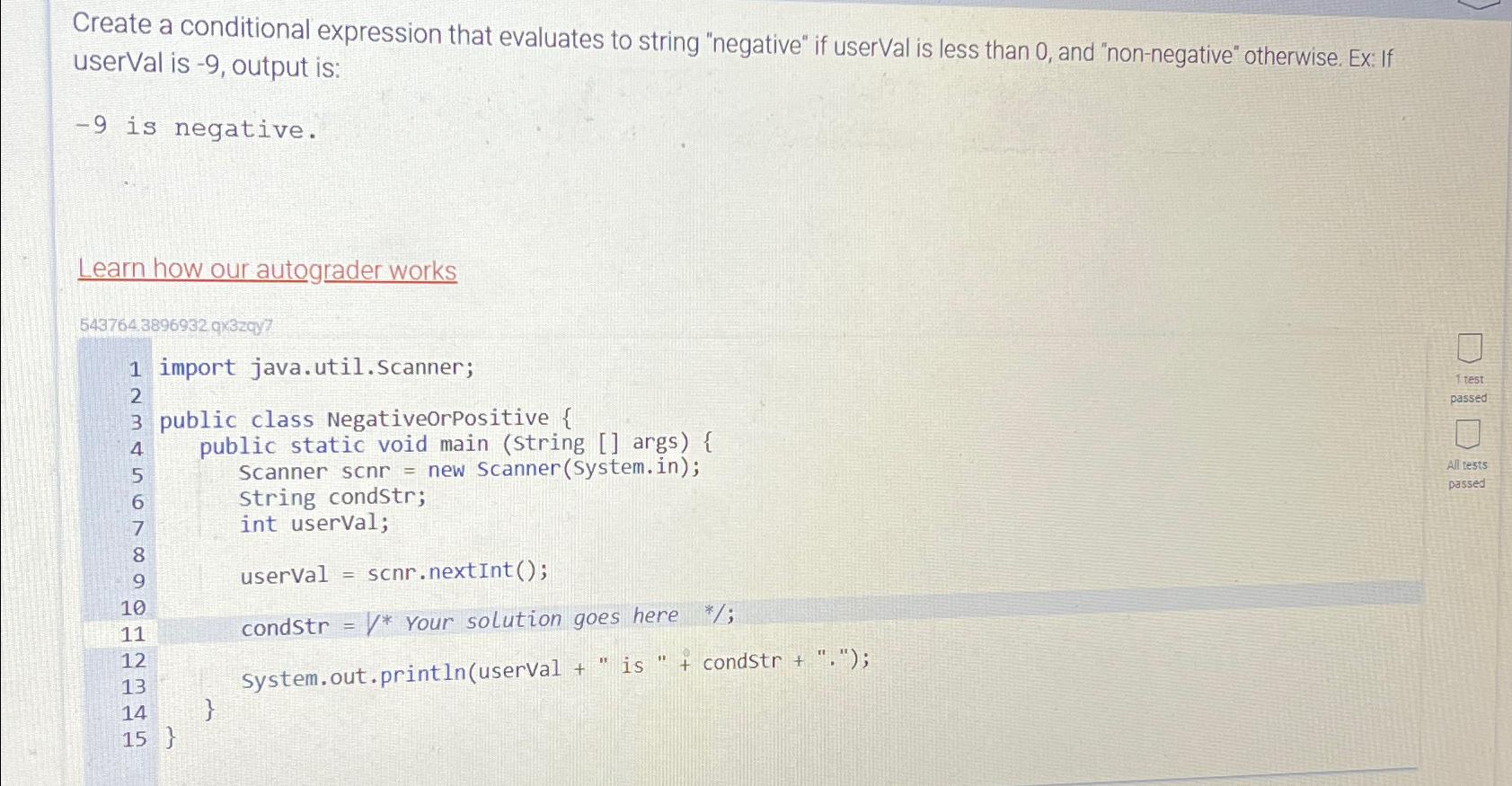 Solved Create A Conditional Expression That Evaluates To