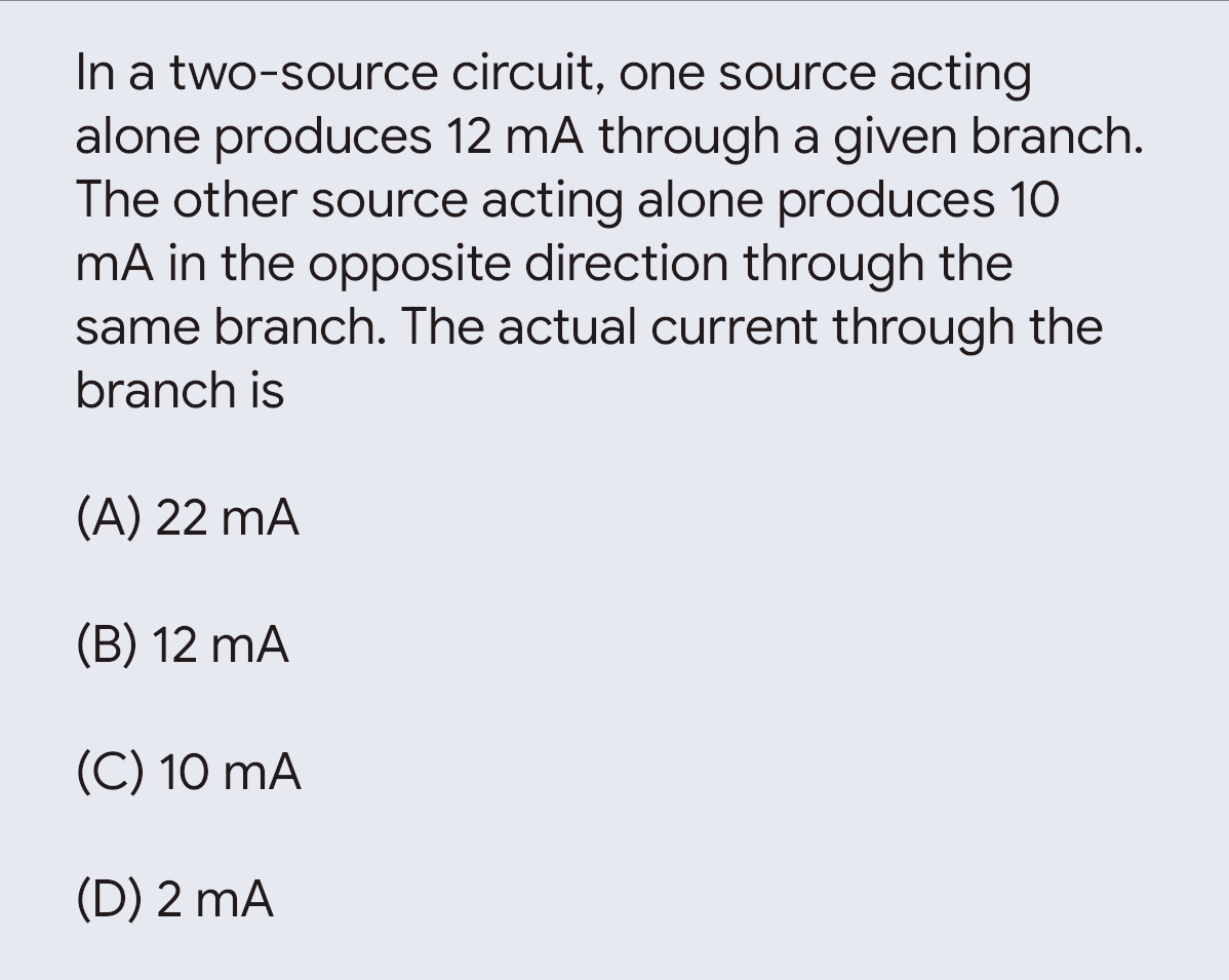 Solved In a two-source circuit, one source acting alone | Chegg.com