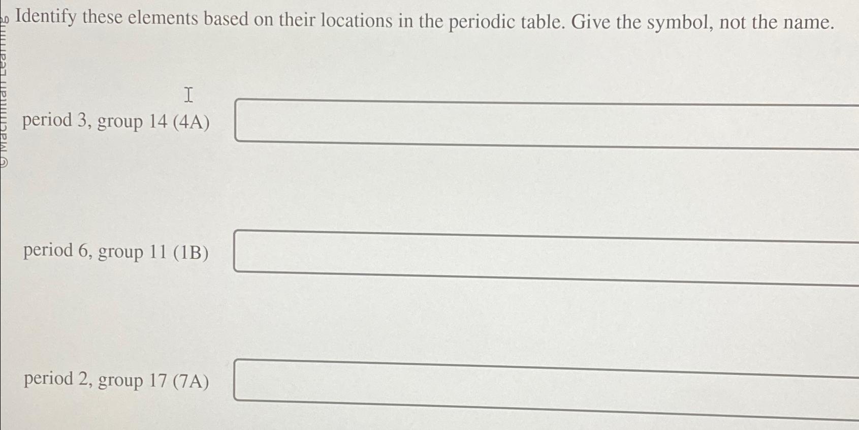 Solved Identify these elements based on their locations in | Chegg.com