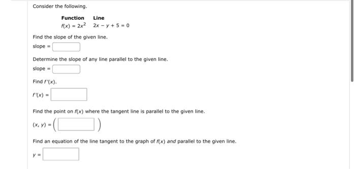 Solved Consider the following. Function Line | Chegg.com